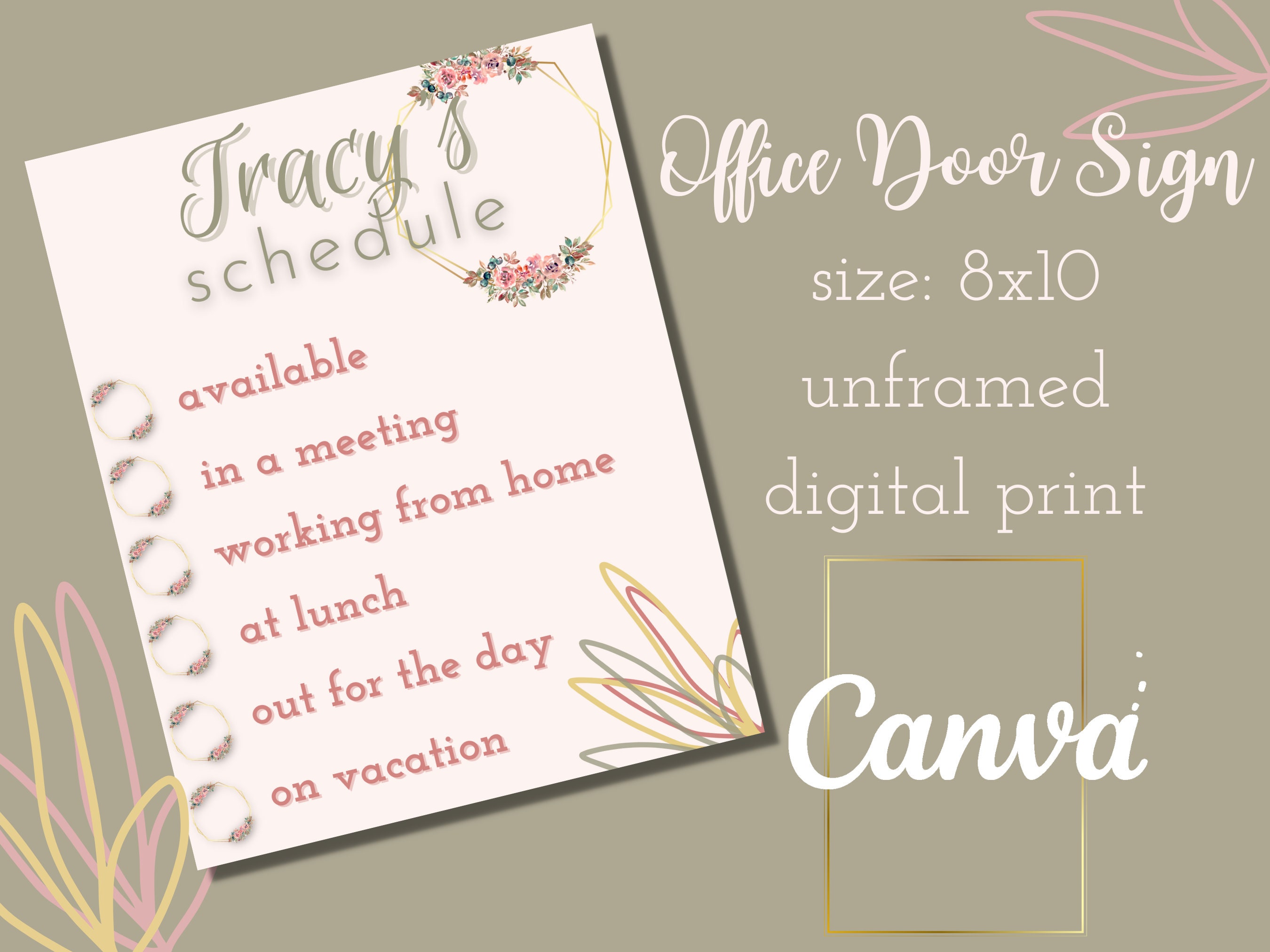 Door Sign for Office | Out of Office Door Sign | Workplace Schedule ...