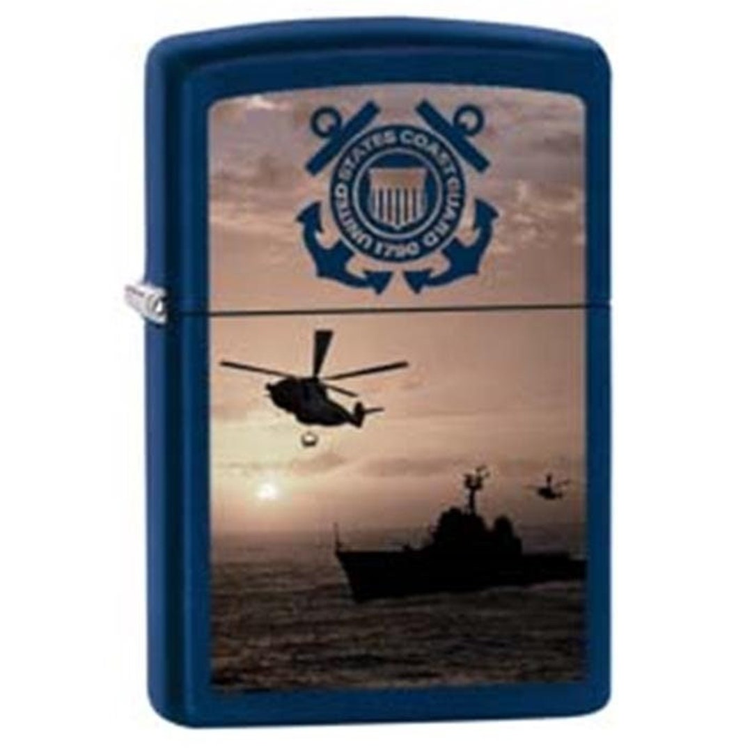 Zippo Custom Design Lighter USCG Logo Helicopters & Ship Navy Matte ...