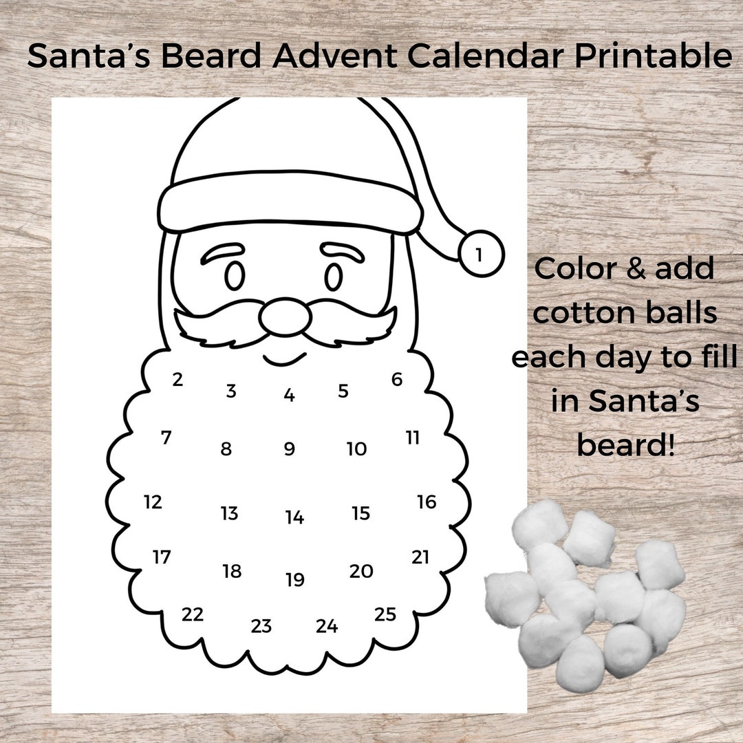 Santa Advent Calendar for Kids - Instant Download - Etsy