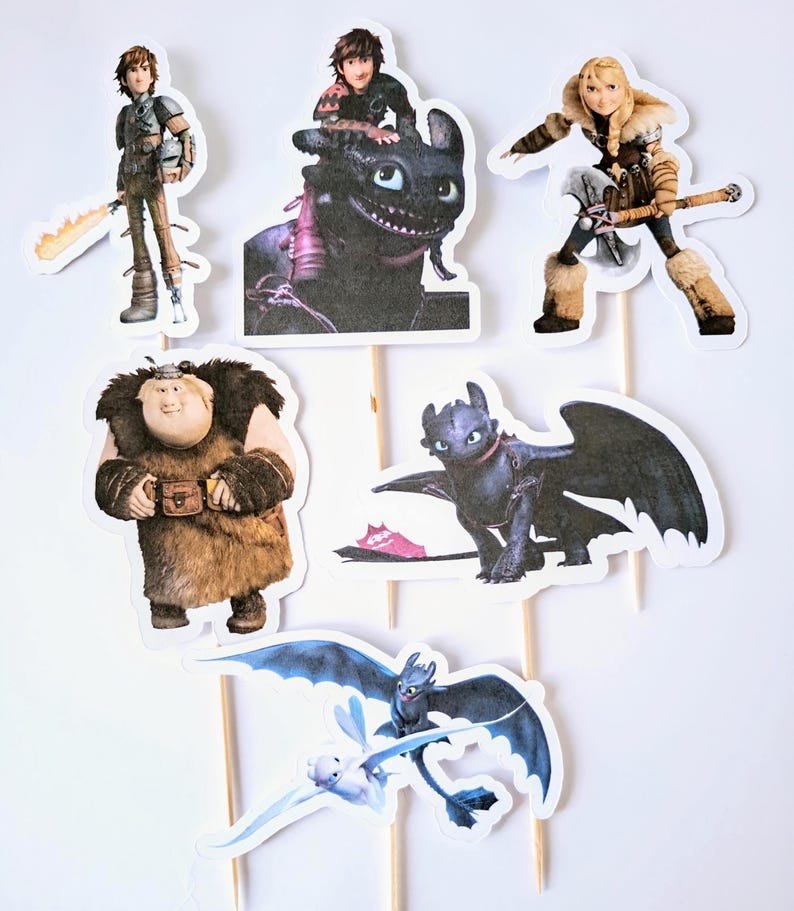 How to Train Your Dragon Cupcake Toppers X6 Various Designs - Etsy UK