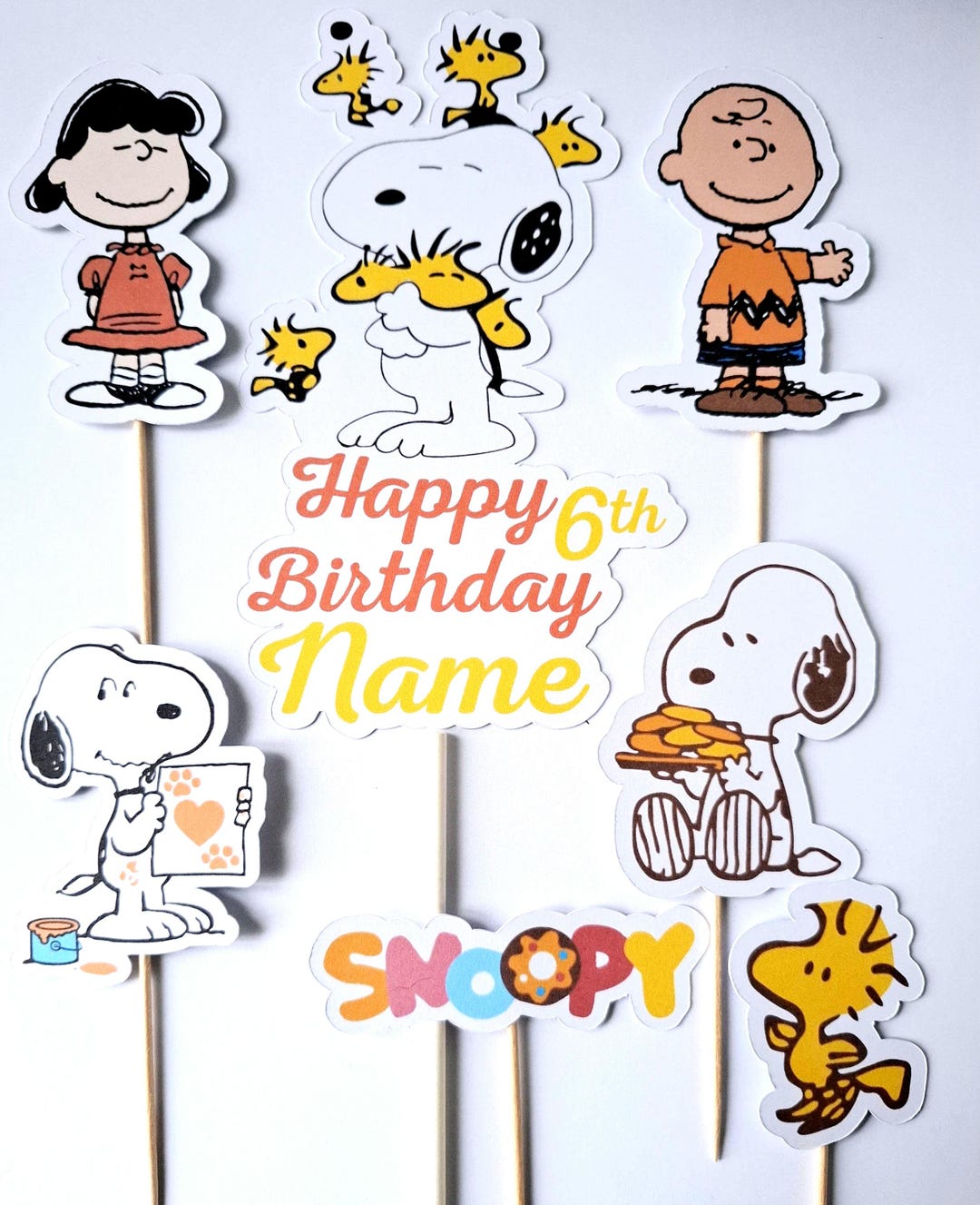 Snoopy Cake Topper Personalised Set, Any Name and Age, Different ...