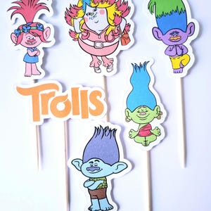 Trolls Cupcake Toppers X6 - Etsy UK