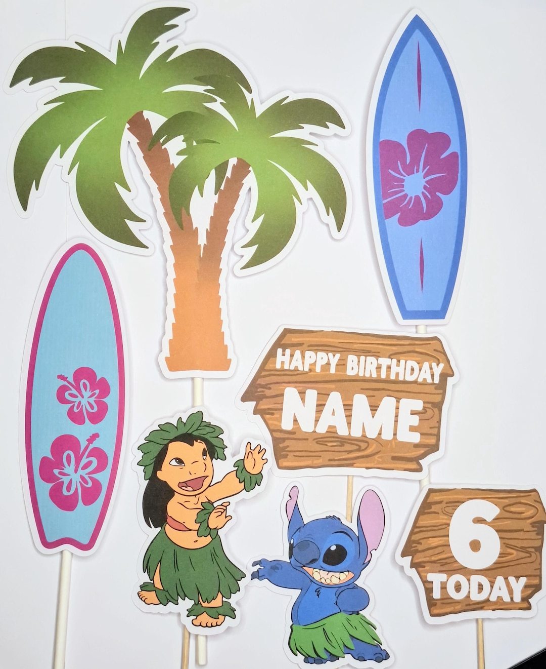 Lilo And Stitch Cake Topper Set Personalised Any Name Age Plus Free