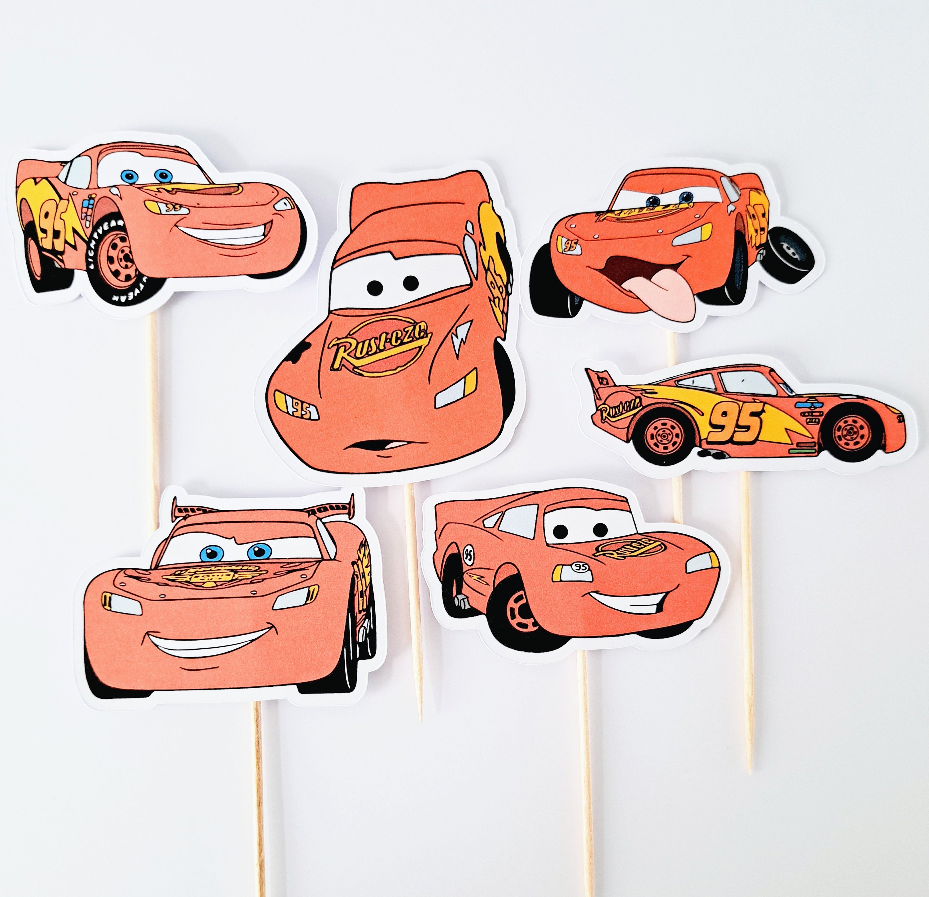 Cars Lightning Mcqueen Cake Toppers X6 - Etsy UK