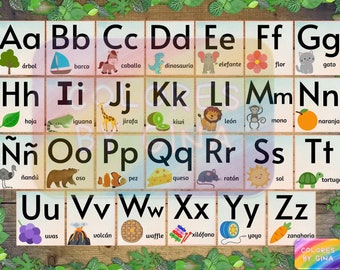 Spanish Alphabet Cards - Tarjetas De Abecedario - Etsy