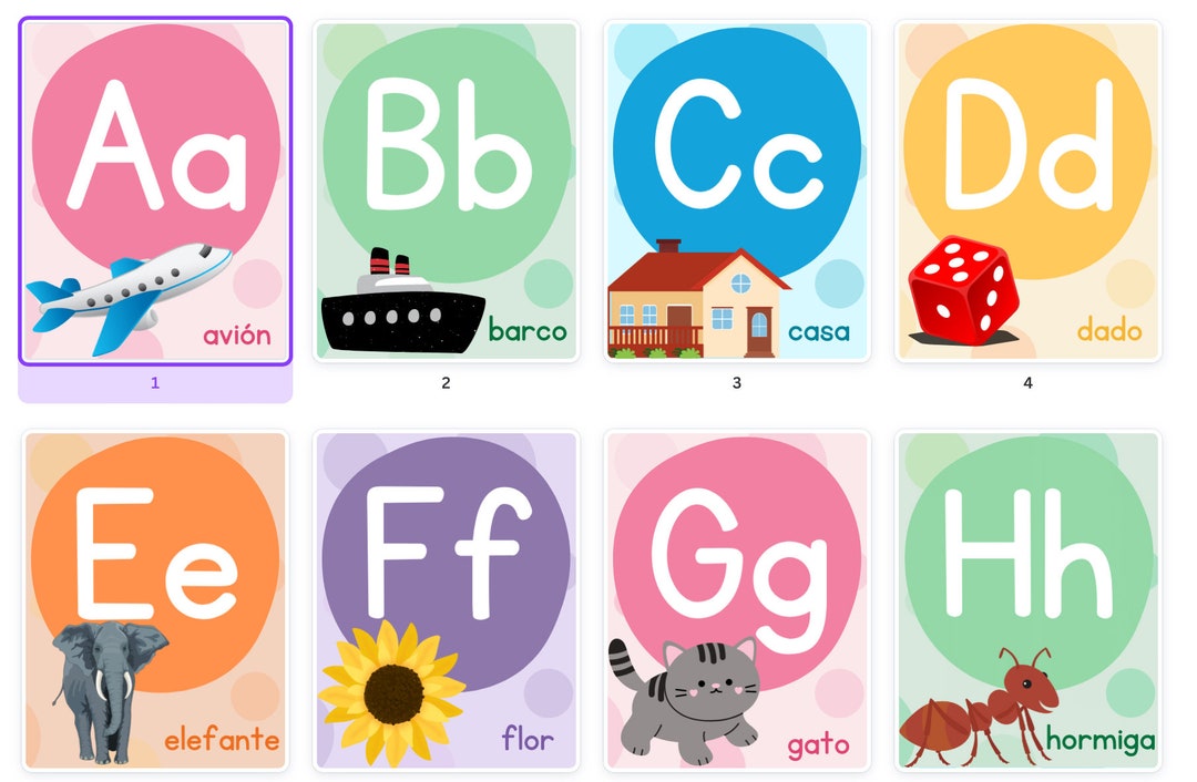 Abecedario Colores Pasteles Tarjetas Digitales - Etsy