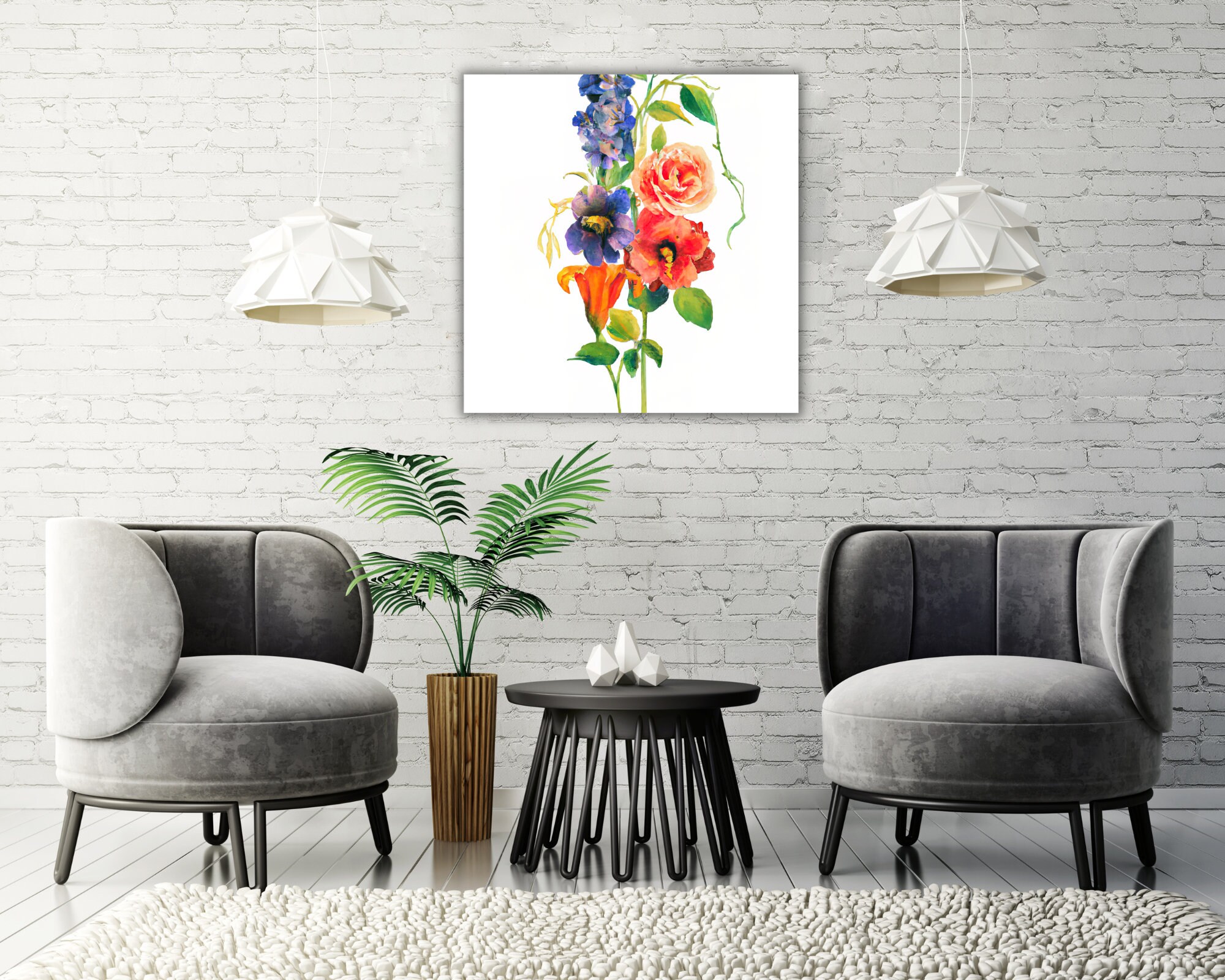 Watercolor Flowers Digital Wall Art Colorful Floral Wall Art - Etsy
