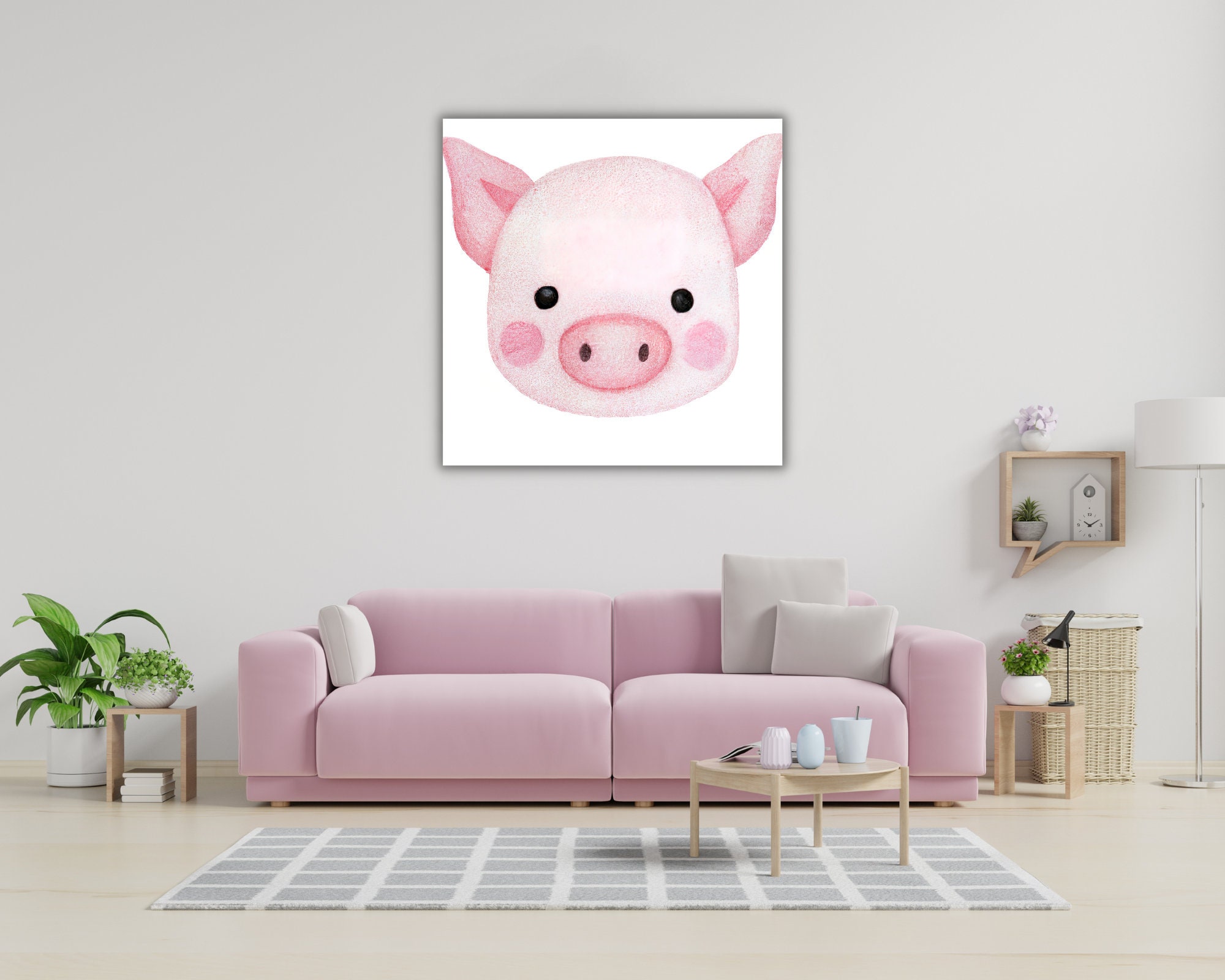 Pig Wall Decor Kids Room Wall Art Nursery Wall Art Animal - Etsy
