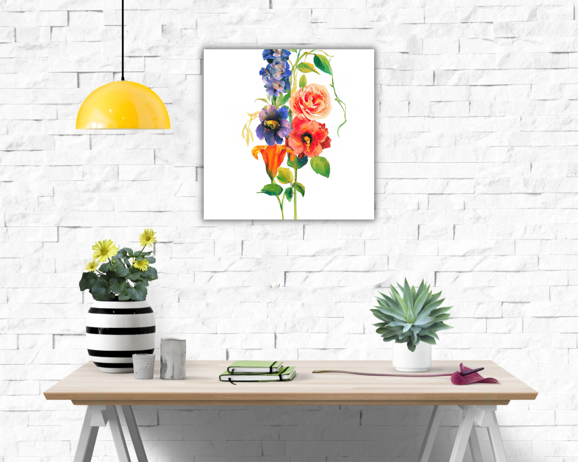 Watercolor Flowers Digital Wall Art Colorful Floral Wall Art - Etsy