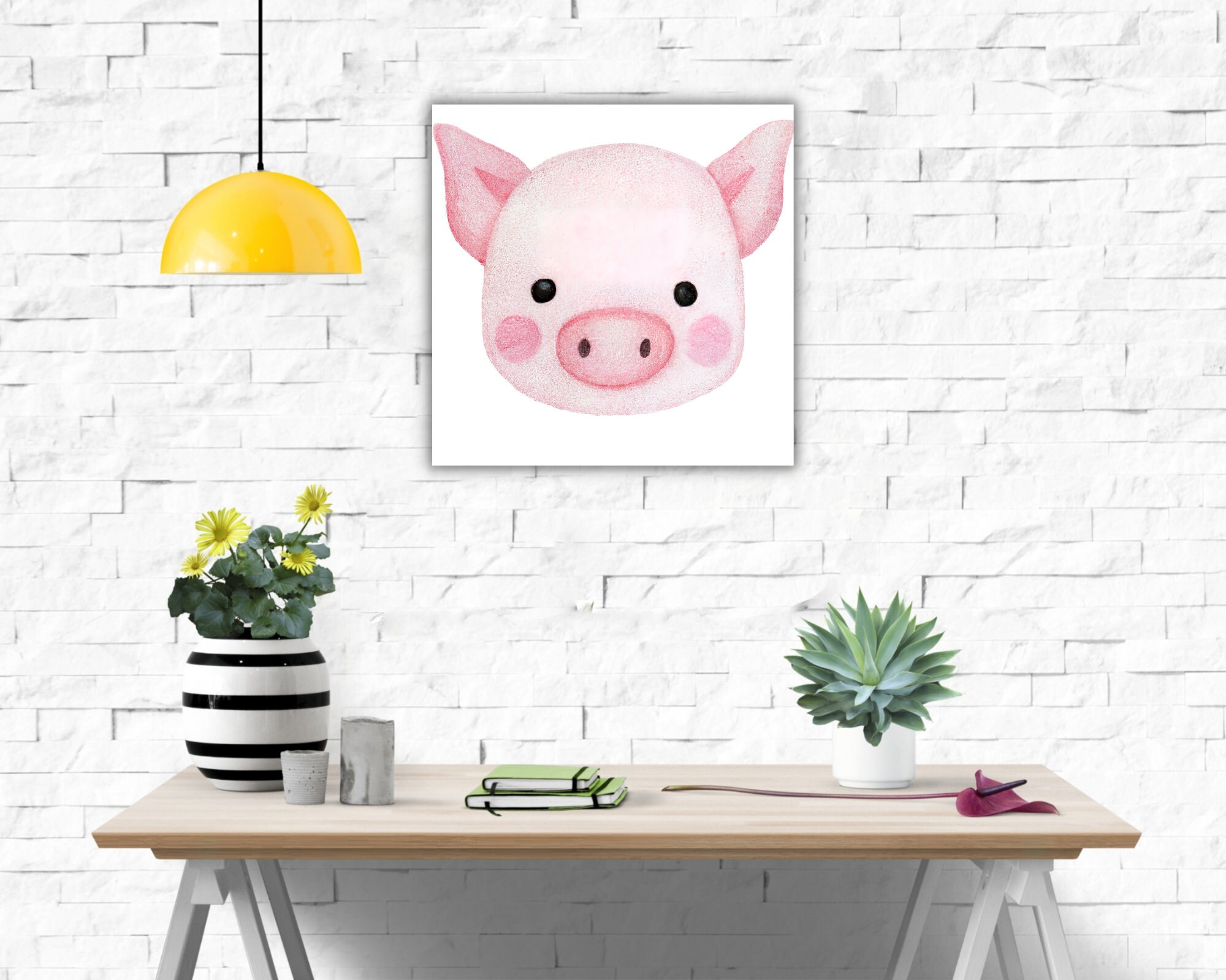 Pig Wall Decor Kids Room Wall Art Nursery Wall Art Animal - Etsy