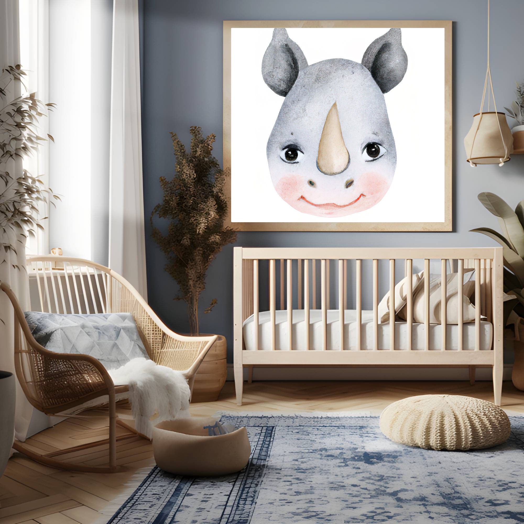 Rhinoceros Wall Art Nursery Wall Art Printable Animal Wall - Etsy