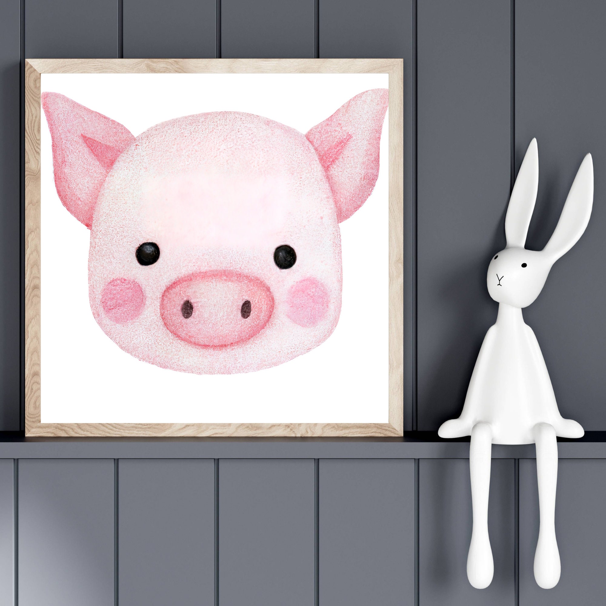 Pig Wall Decor Kids Room Wall Art Nursery Wall Art Animal - Etsy