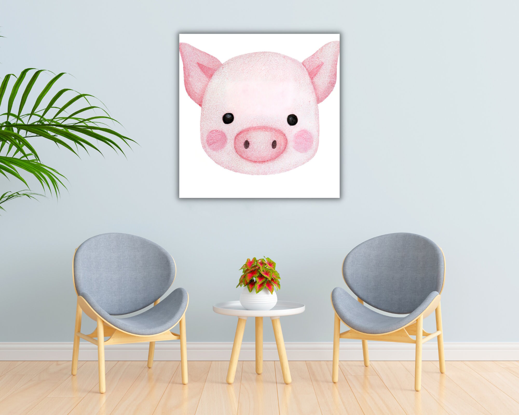 Pig Wall Decor Kids Room Wall Art Nursery Wall Art Animal - Etsy