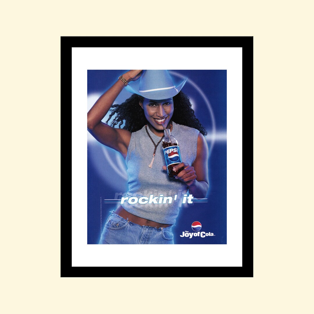 Vintage 2000s Pepsi Cola Soft Drink Ad Framed, Retro Advertisement 2000 ...