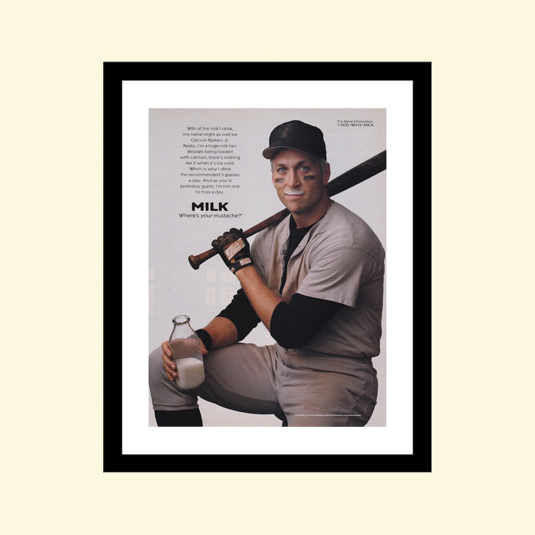 Vintage 1990s Cal Ripken Jr Got Milk Ad Framed, Retro Dairy Baseball ...