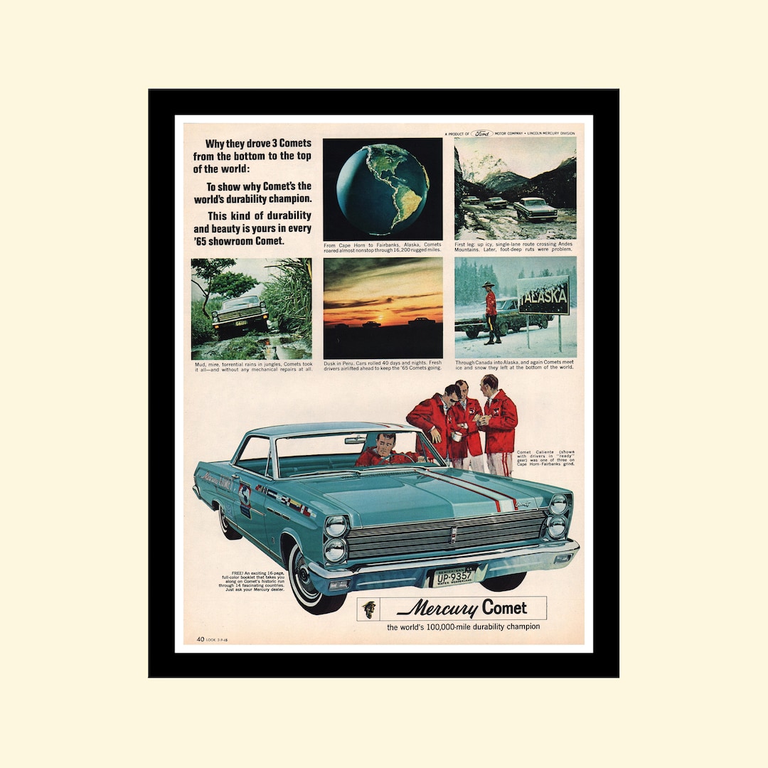 Vintage 1965 Mercury Comet Ad Framed, Retro Classic Car Ford Mercury ...