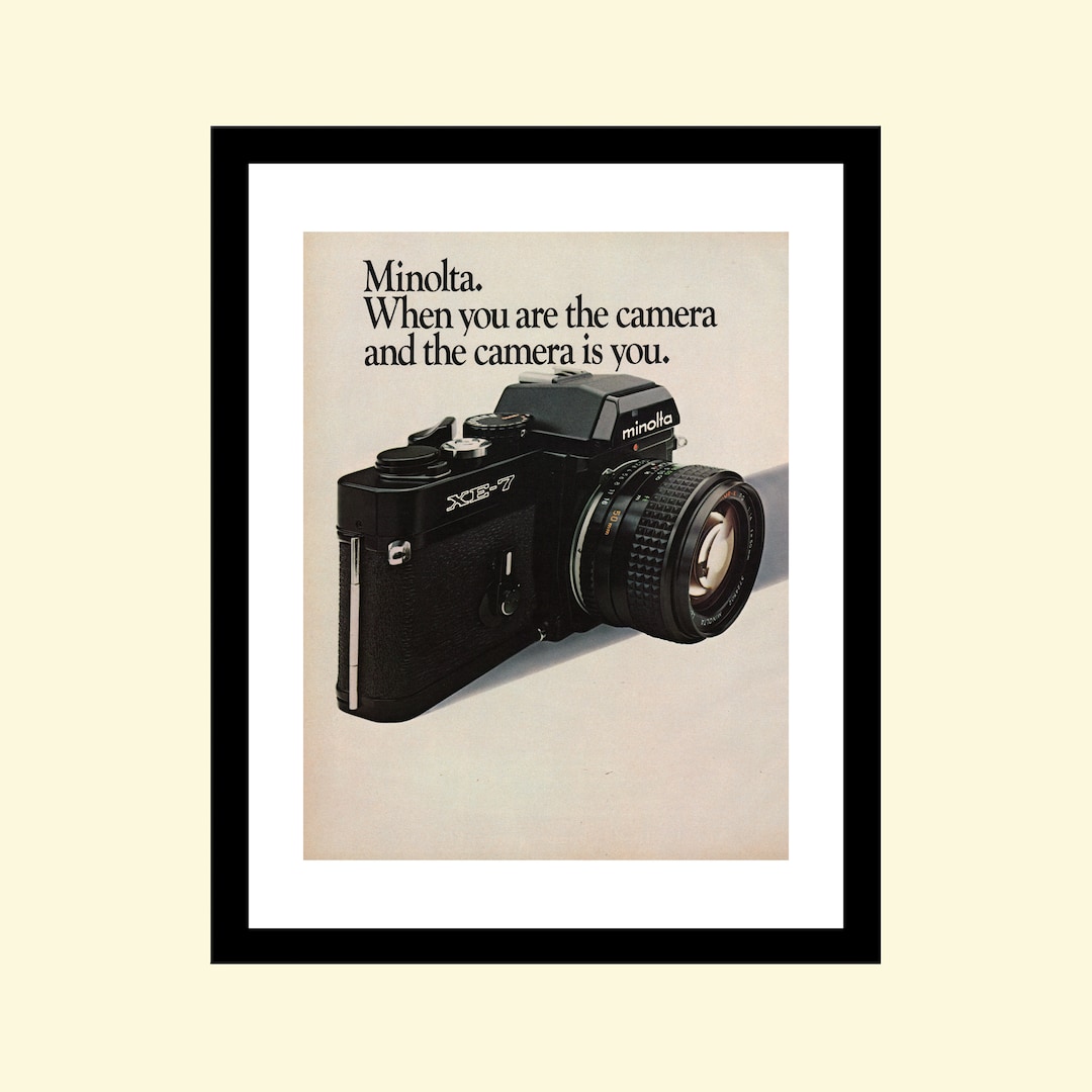 Vintage 1970s Minolta XE-7 Film Camera Ad Framed, Retro 35mm ...
