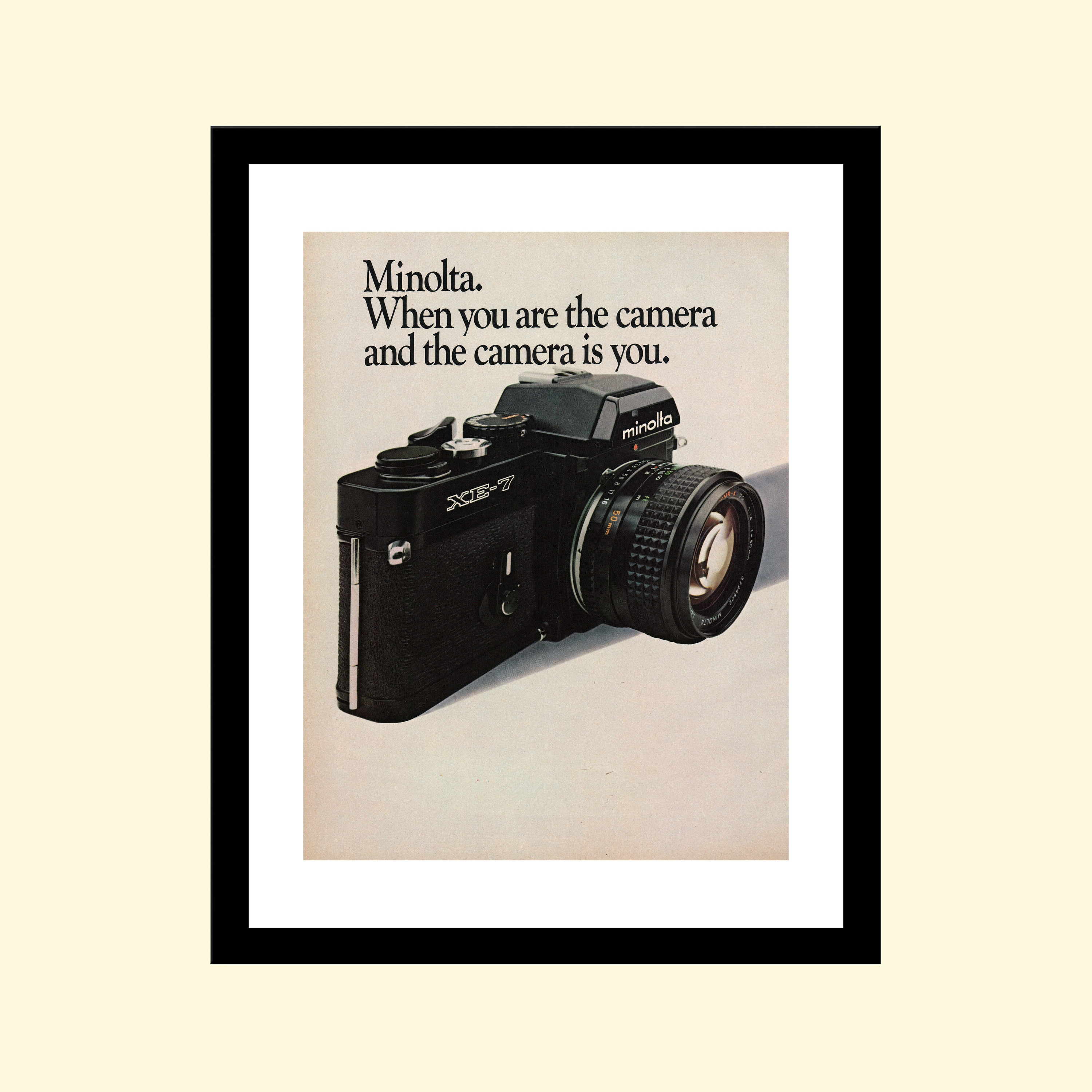Vintage 1970s Minolta XE-7 Film Camera Ad Framed, Retro 35mm ...
