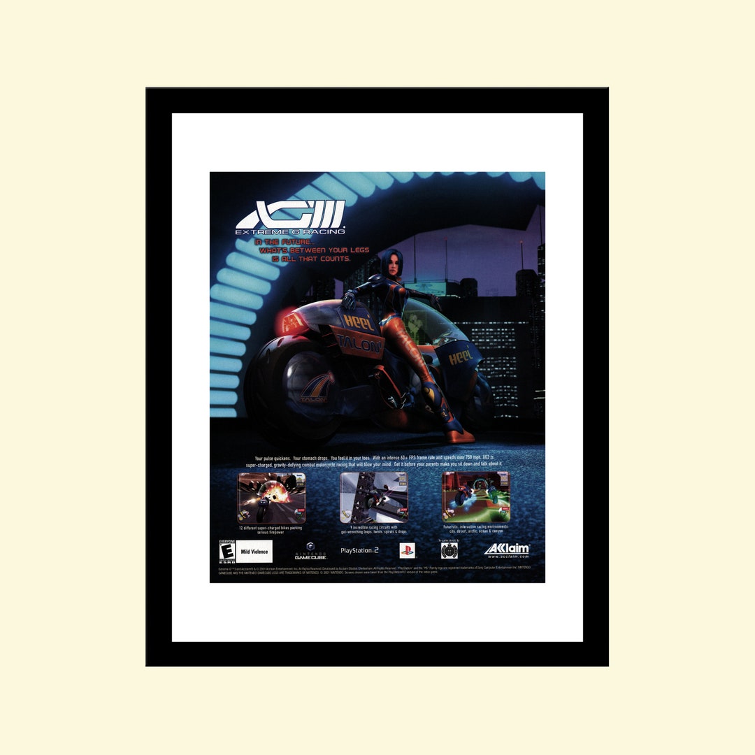 Vintage 2000s XGIII Extreme G Racing Video Game Ad Framed, Retro ...
