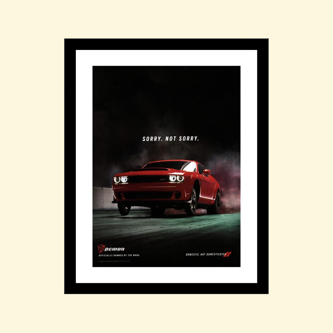 Vintage Dodge Challenger SRT Demon 2017 Magazine Ad Framed, Retro ...