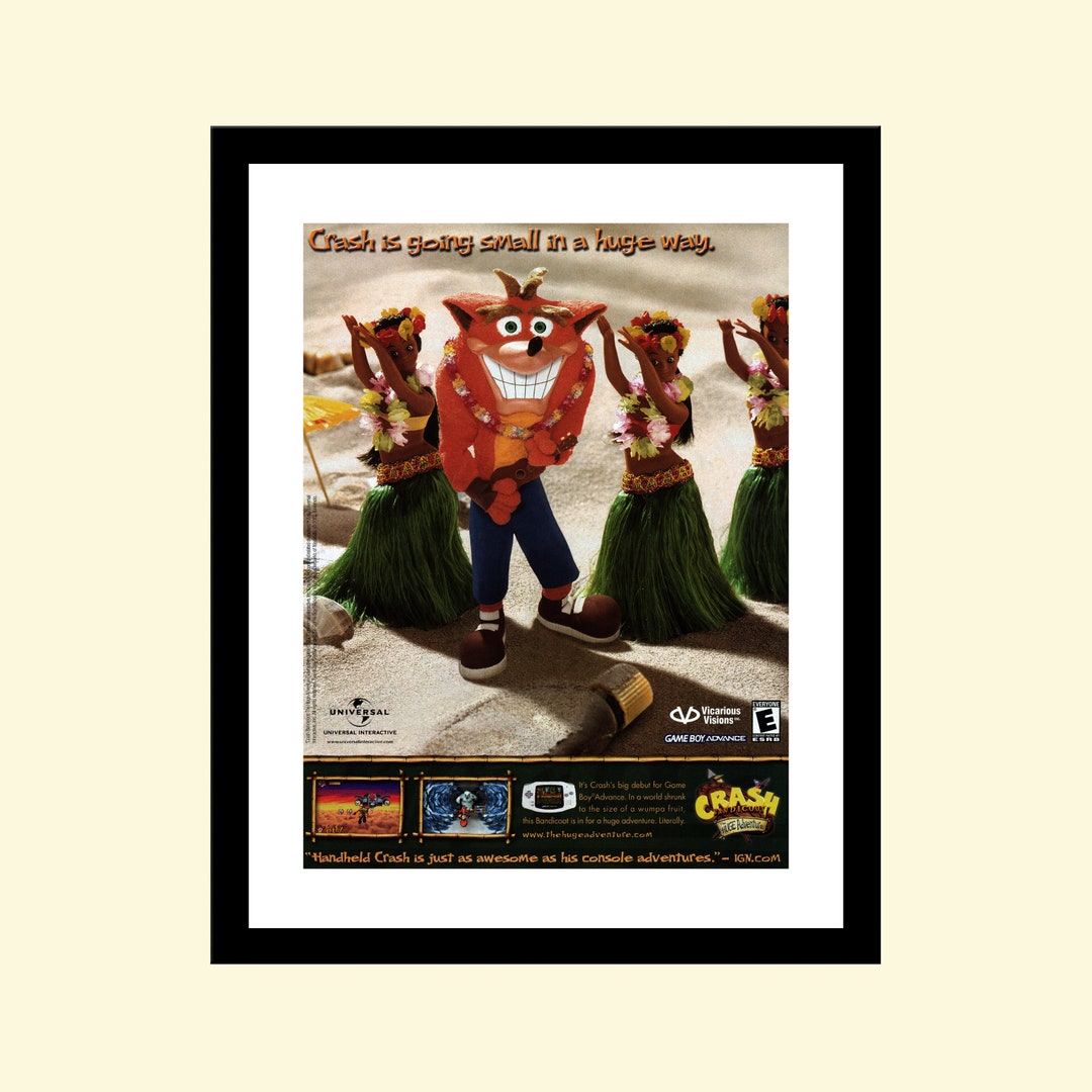 Vintage 2000s Crash Bandicoot the Huge Adventure Video Game Ad Framed ...