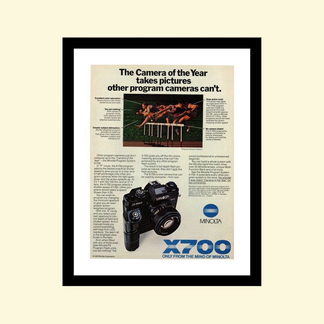 Vintage 1980s Minolta X-700 X700 Film SLR Camera System Ad Framed ...