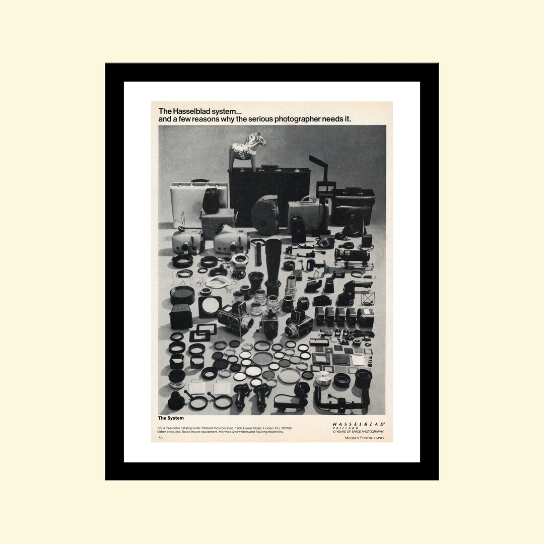 Vintage 1970s Hasselblad 120 Film Camera System Ad Framed, Retro Medium ...