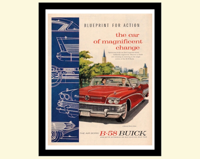 Large Car Ad 1950s Buick Roadmaster general Motors Company GM Old ...