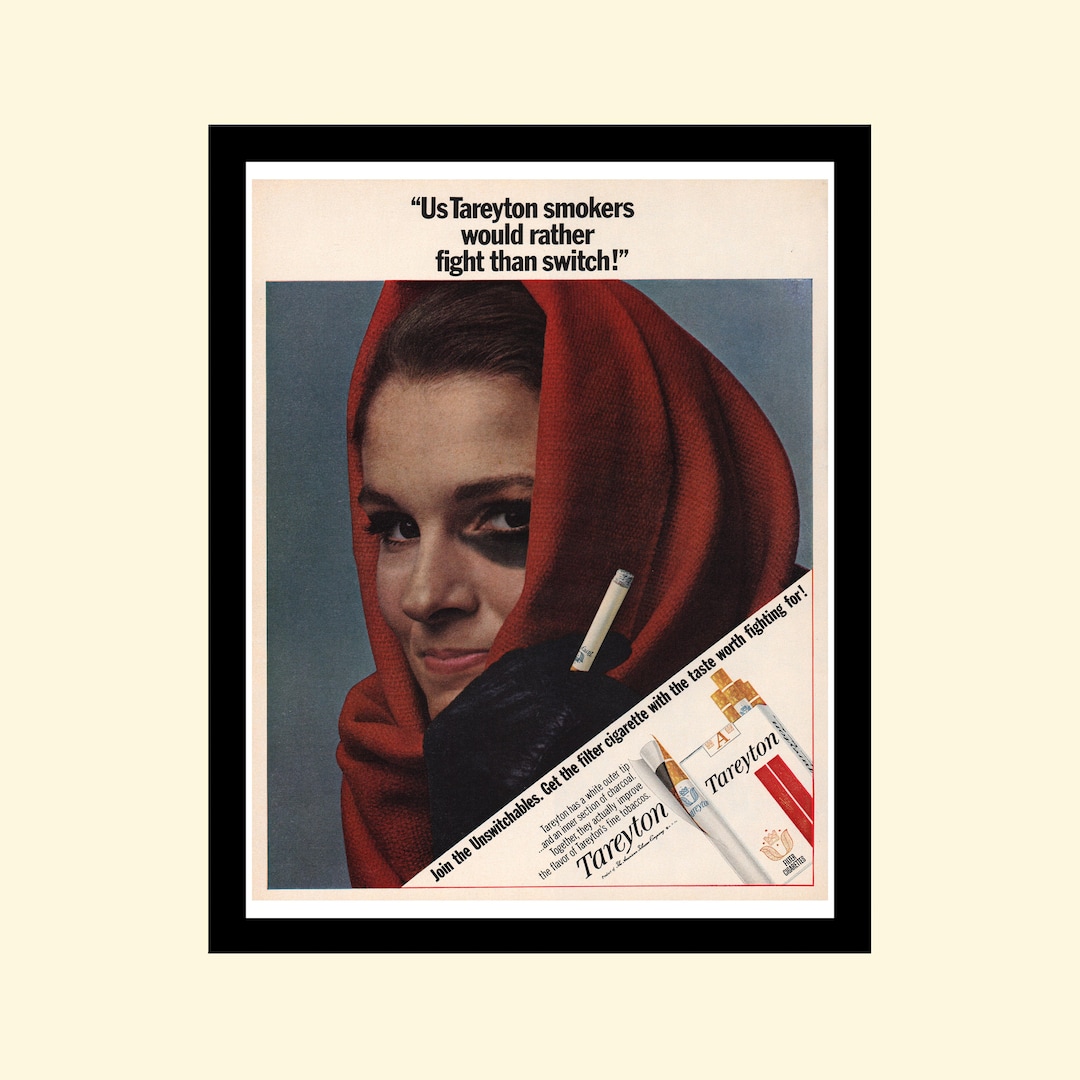 Vintage 1960s Tareyton Cigarette Domestic Violence Smoking Ad Framed ...