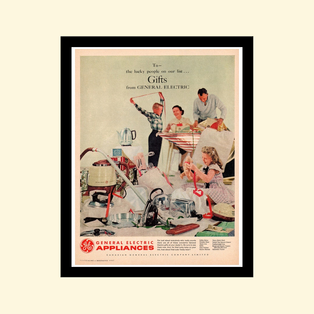 Vintage 1950s G.E. Appliances Ad Framed, Retro General Electric ...