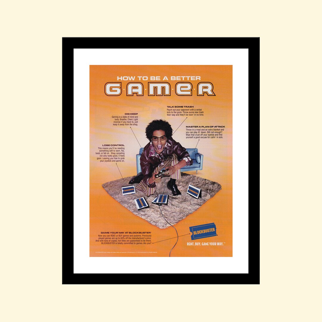 Vintage 2000s Blockbuster Video Game Rental Ad Framed Retro - Etsy