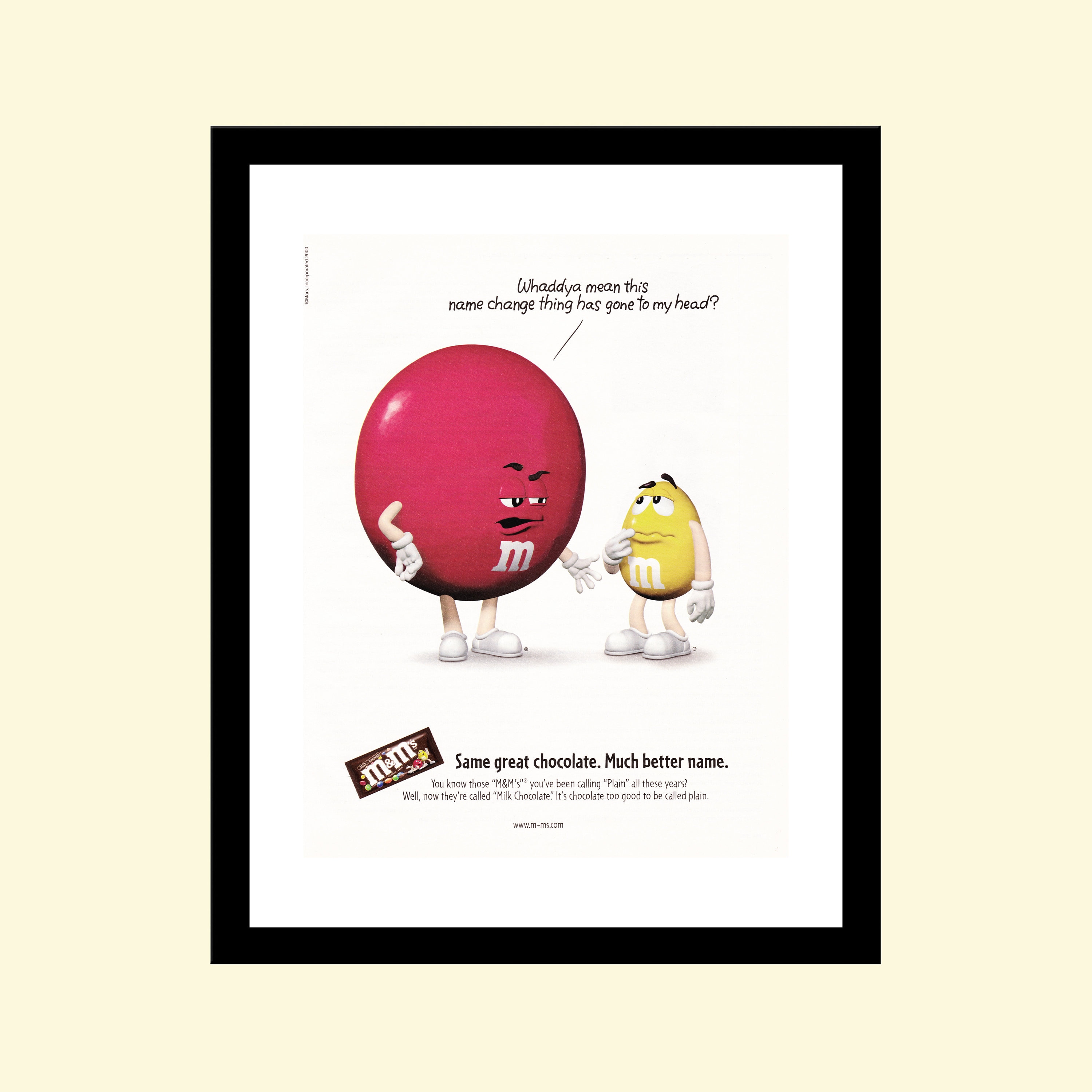 Vintage 2000s M&m's Candy Renaming Ad Framed, Retro Advertisement 2000 ...