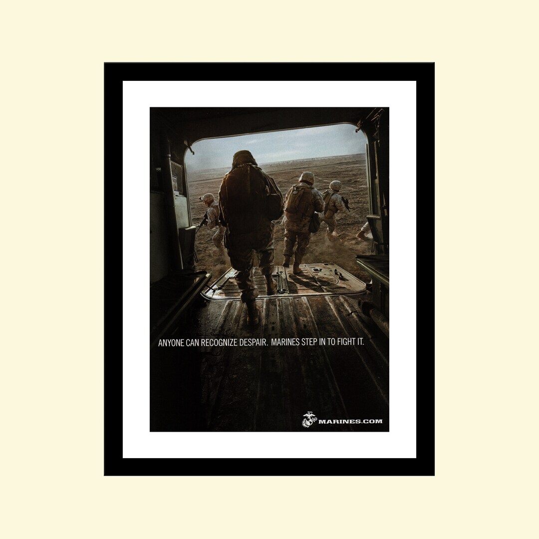 Vintage 2010s US Marines Recruiting Ad Framed, Retro Military ...