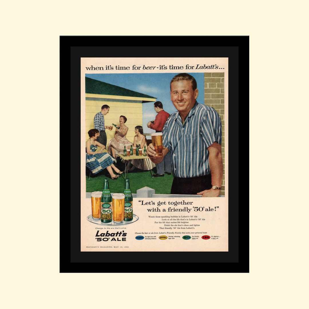 Vintage 1950s Labatt's 50 Ale Beer Ad Framed Retro - Etsy