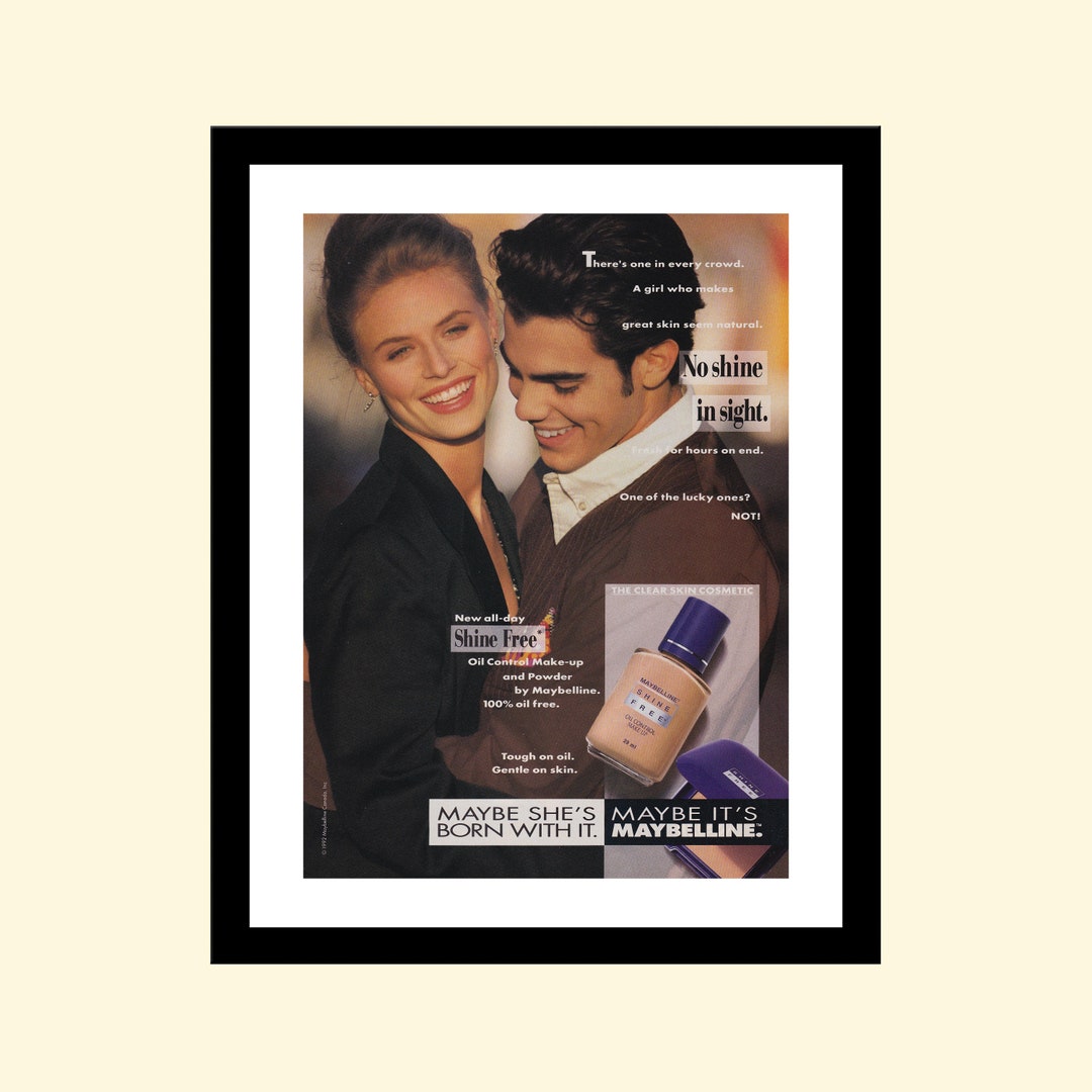 Vintage 1990s Maybelline Makeup Ad Framed, Retro Advertisement 1992 90s ...