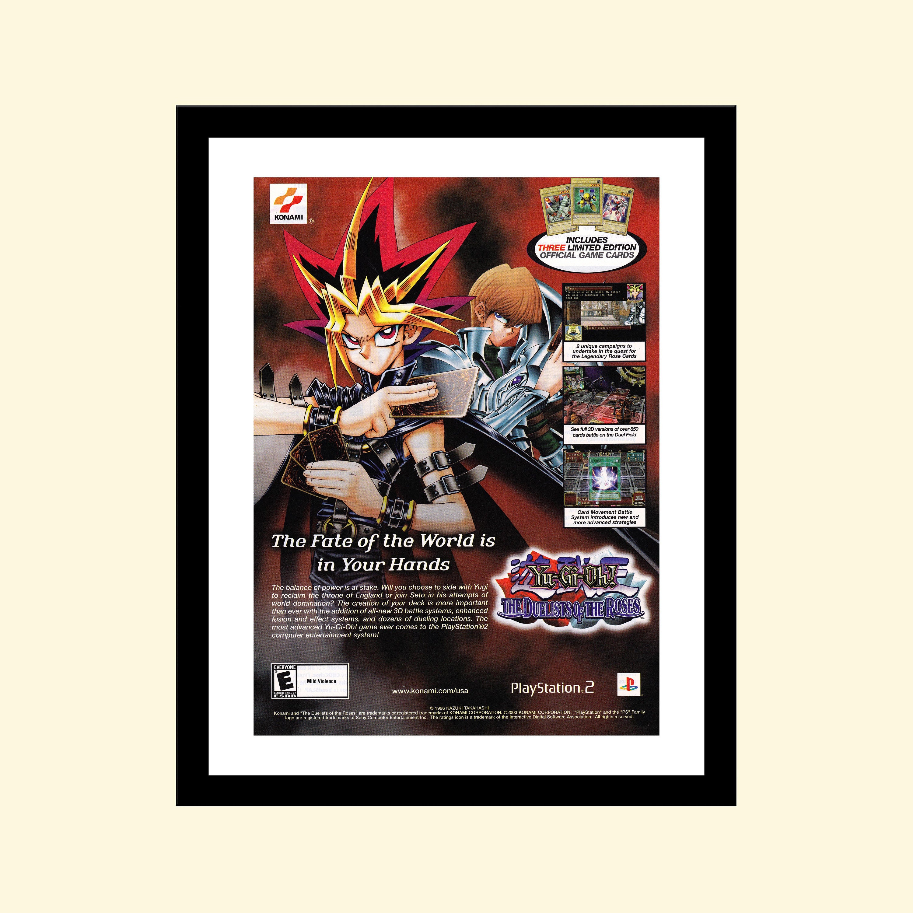 Vintage 2000s Yu-gi-oh the Duelists of the Roses Video Game Ad Framed ...