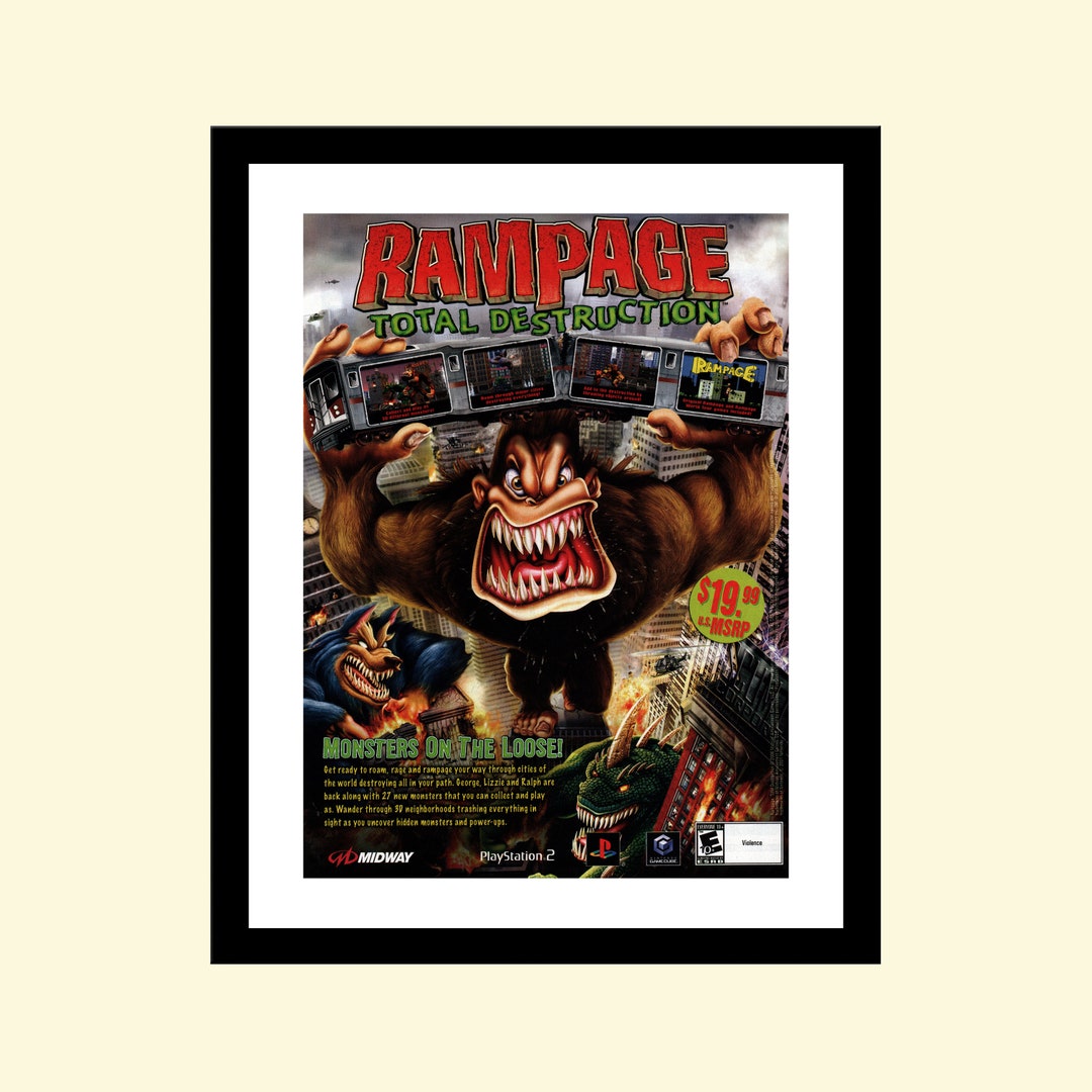 Vintage 2000s Rampage Total Destruction Video Game Ad Framed, Retro ...