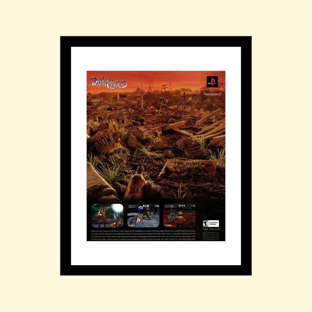 Vintage 2000s Dark Cloud Video Game Ad Framed, Retro RPG City Building ...