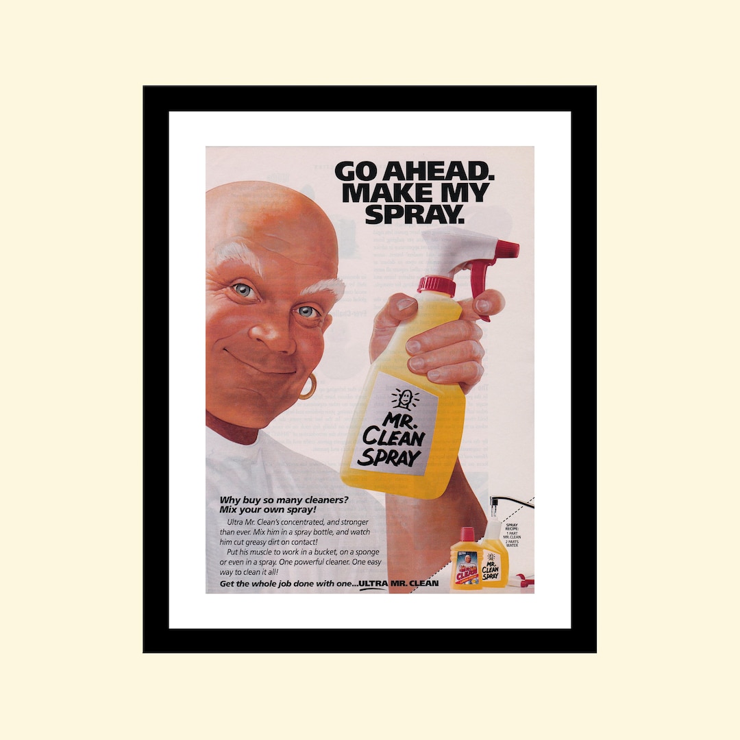 Vintage 1990s Ultra Mr. Clean Ad Framed Retro Household - Etsy UK