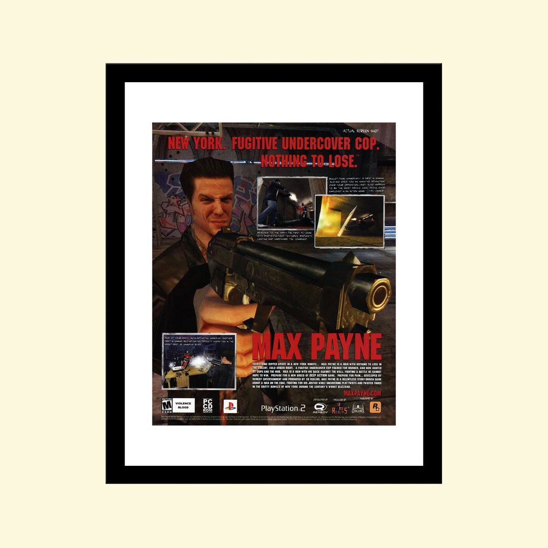 Vintage 2000s Max Payne Video Game Ad Framed, Retro New York Detective ...