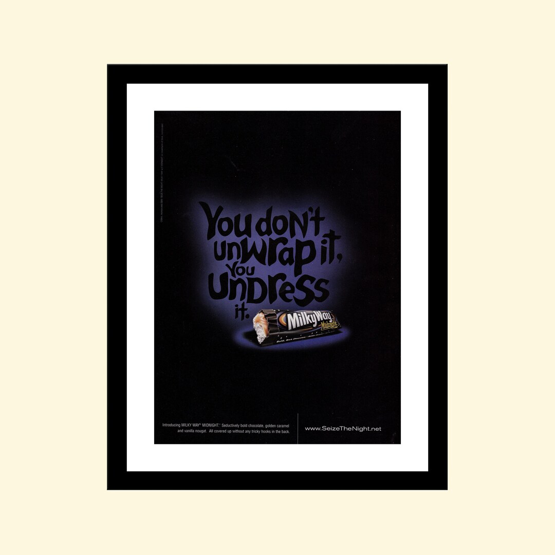 Vintage 2000s Milky Way Midnight Dark Chocolate Bar Ad Framed, Retro ...