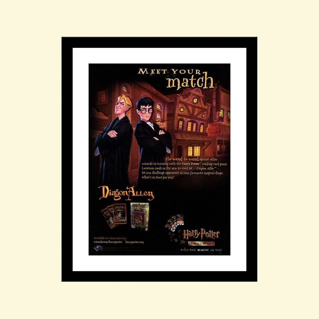 Vintage 2000s Harry Potter Diagon Alley Trading Card Game Ad Framed ...