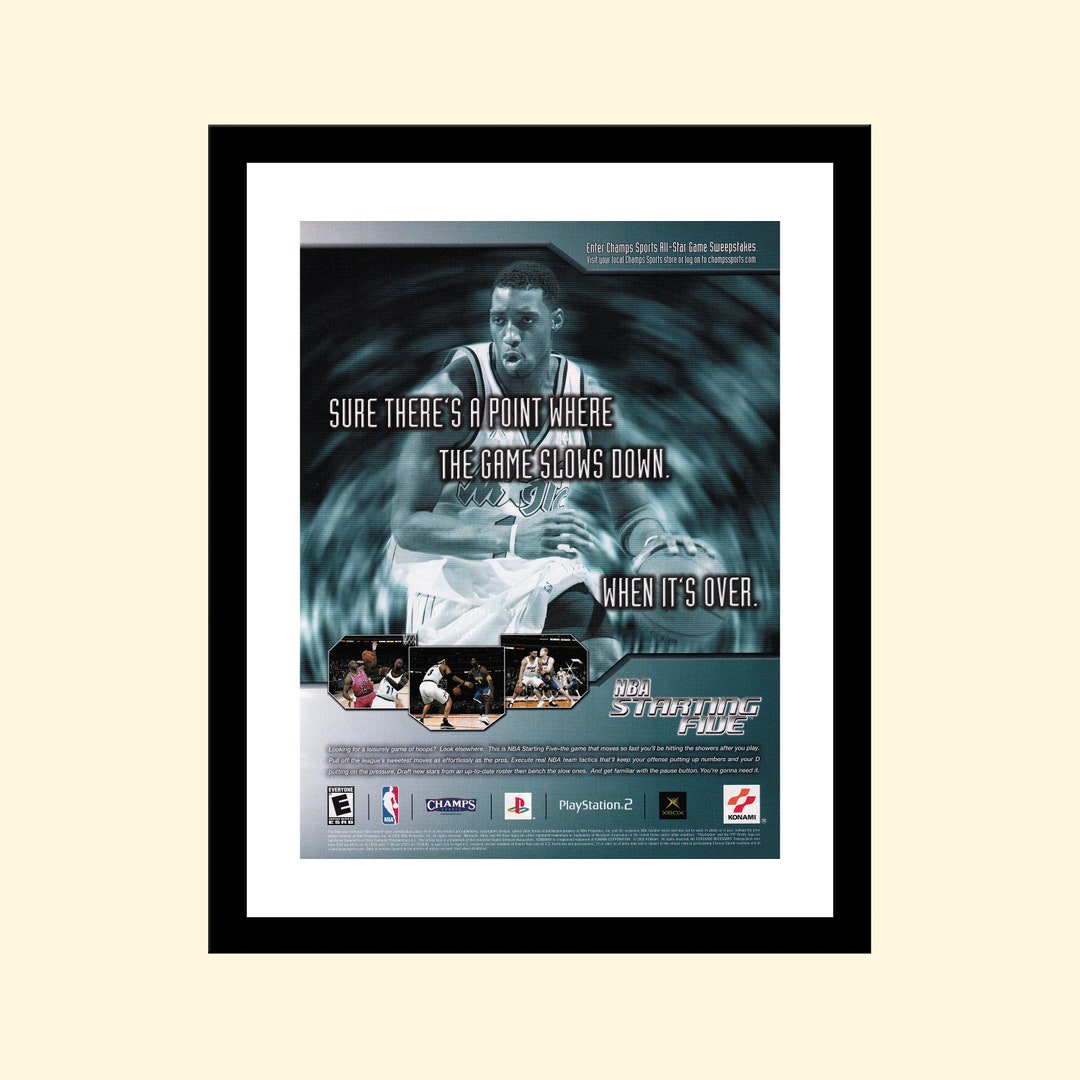 Vintage 2000s NBA Starting Five Basketball Video Game Ad Framed, Retro ...