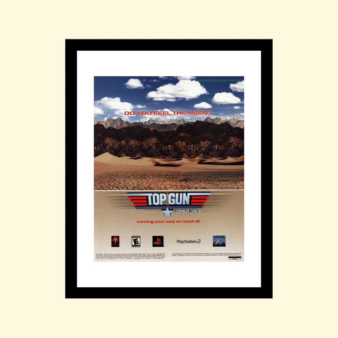 Vintage 2000s Top Gun Combat Zones Video Game Ad Framed, Retro ...