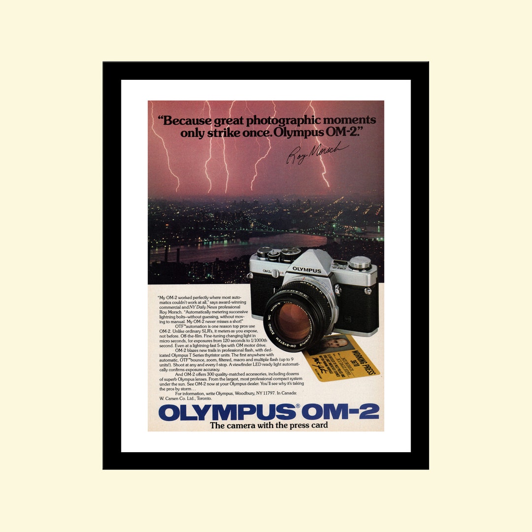 Vintage 1980s Olympus OM-2 OM2 Film SLR Camera System Ad Framed, Retro ...