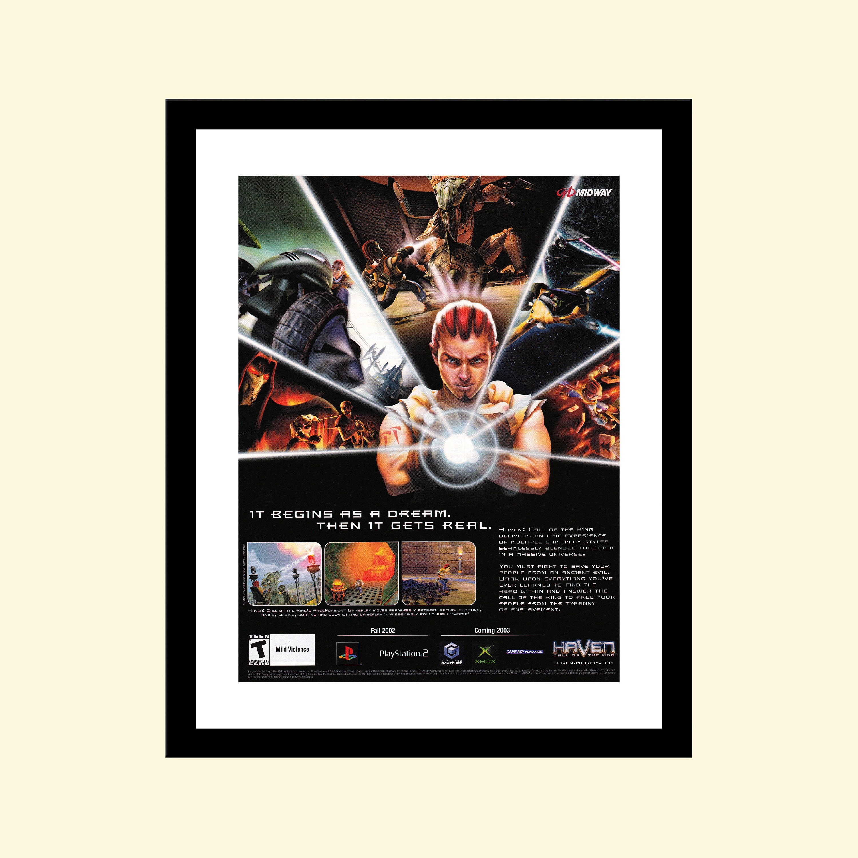 Vintage 2000s Haven Call of the King Video Game Ad Framed, Retro ...