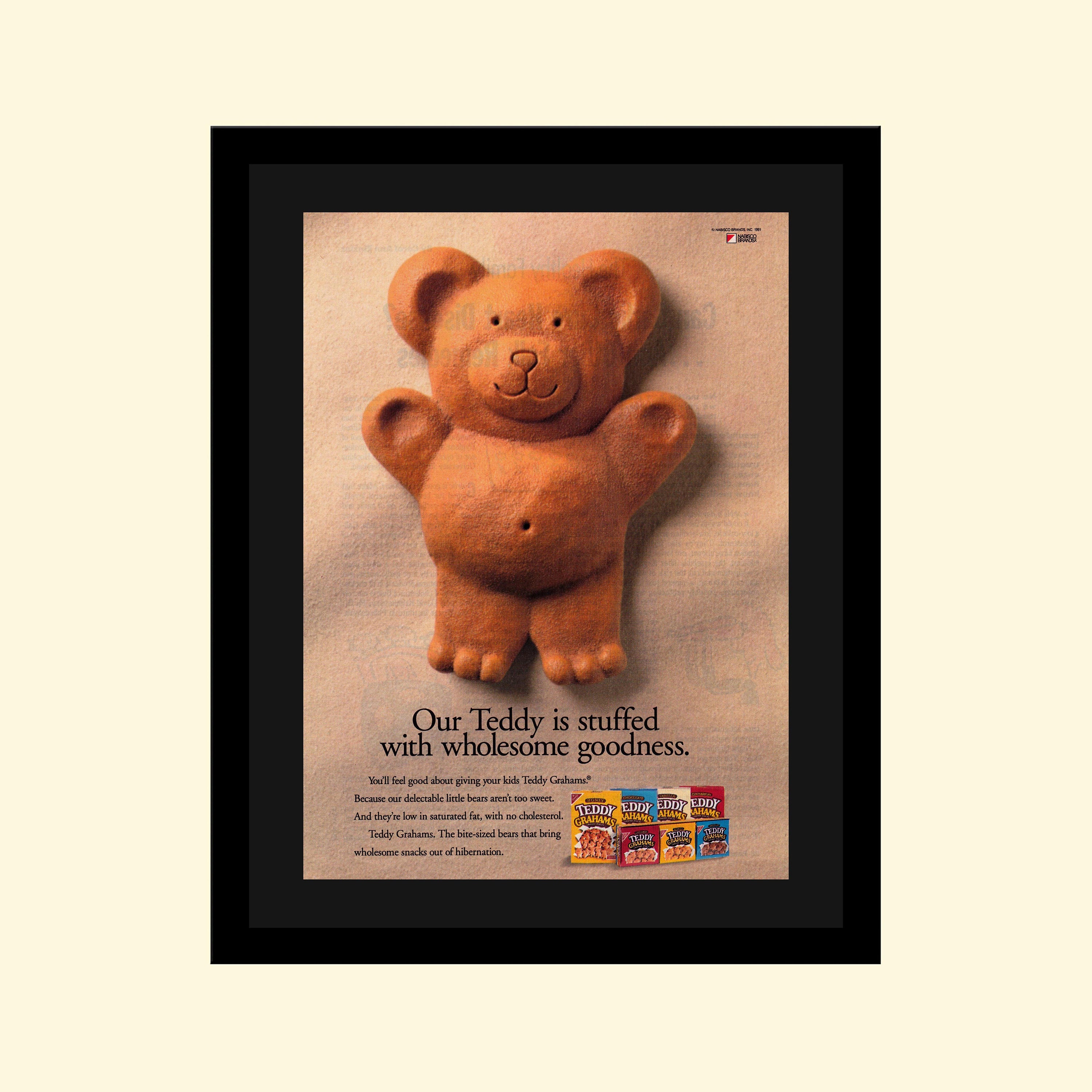 Vintage 1990s Teddy Grahams Cracker Snack Teddy Bear Ad Framed, Retro ...