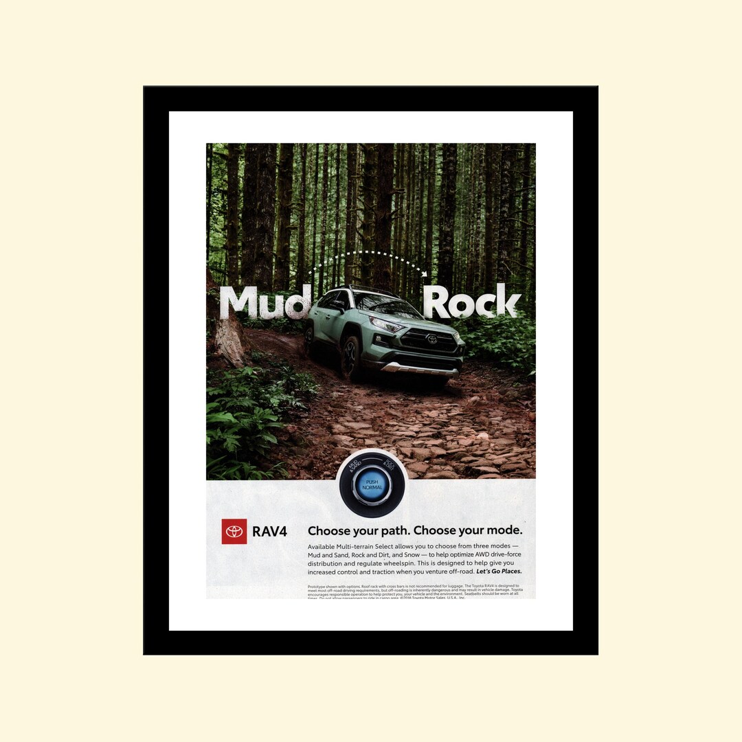 Vintage Toyota RAV4 2019 Magazine Ad Framed, Retro AWD SUV Car ...