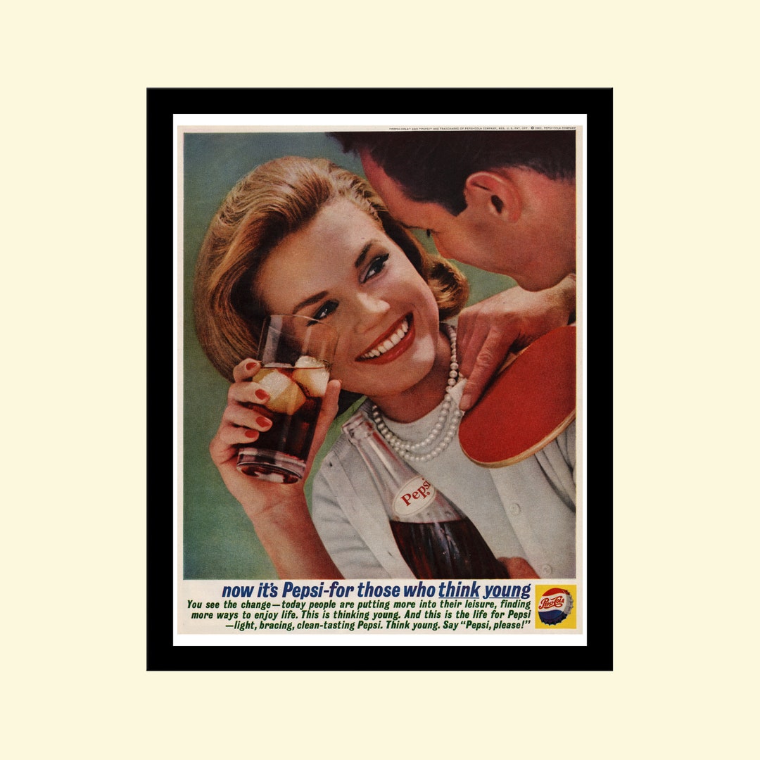 Vintage 1960s Pepsi Cola Soft Drink Ad Framed, Retro Soda Pop ...