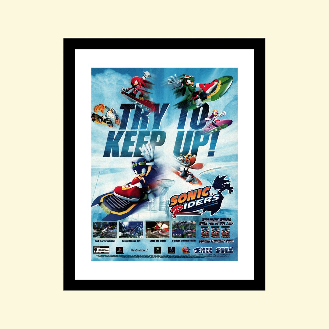 Vintage 2000s Sonic Riders Racing Video Game Ad Framed, Retro ...